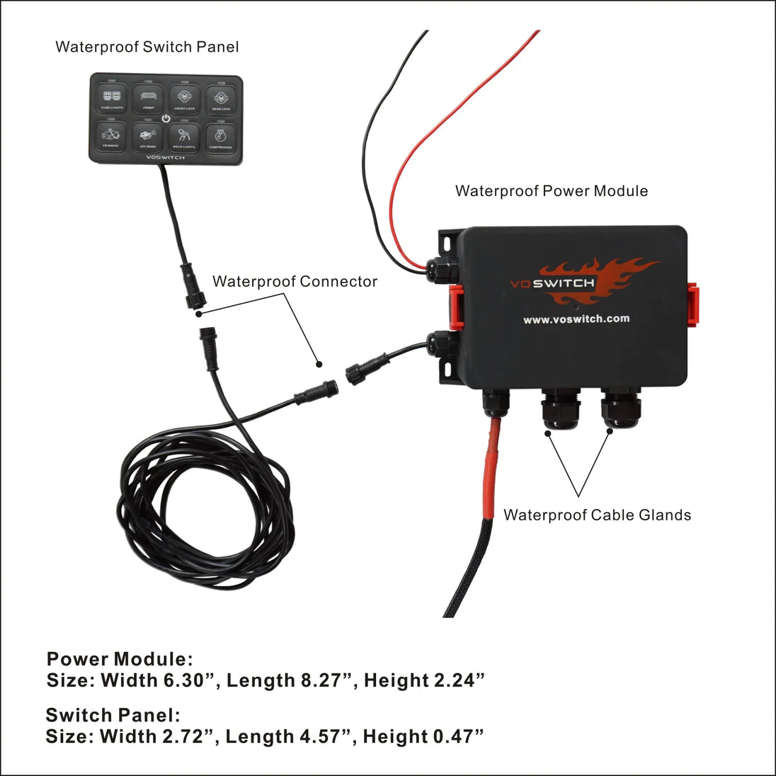 Voswitch UV100 Universal 8 Gang Programmable Switch Panel for Truck